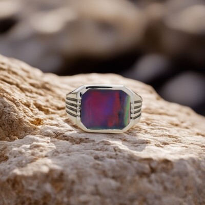 Natural Opal Ring, 925 Sterling Silver Ring, Men's Opal Ring, Boys ...