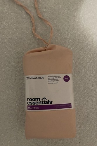 Room Essentials 2 Pillowcases King Size Peach Blush Set Microfiber NEW ...