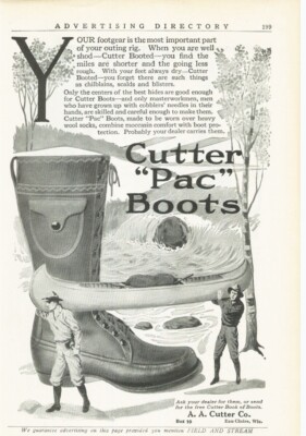 1915 CUTTER PAC BOOT FOOTWEAR EAU CLAIRE FISH RIVER FASHION CANOE WATER ...
