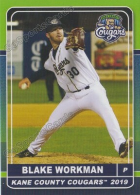 2019 Kane County Cougars Blake Workman RC Rookie Arizona Diamondbacks ...