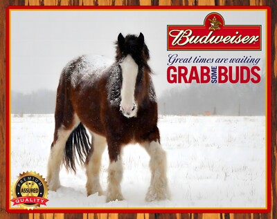 Budweiser - Clydesdale - Grab Some Buds - Rare - Metal Sign 11 x 14 | eBay