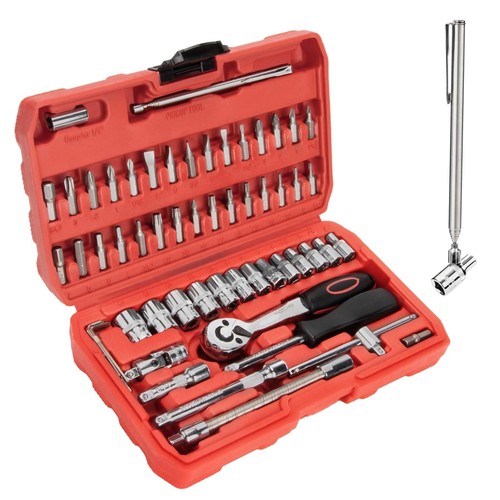 LLNDEI 1/4 Inch Socket Set Metric 58PCS with Ratchet Wrench Magnetic ...