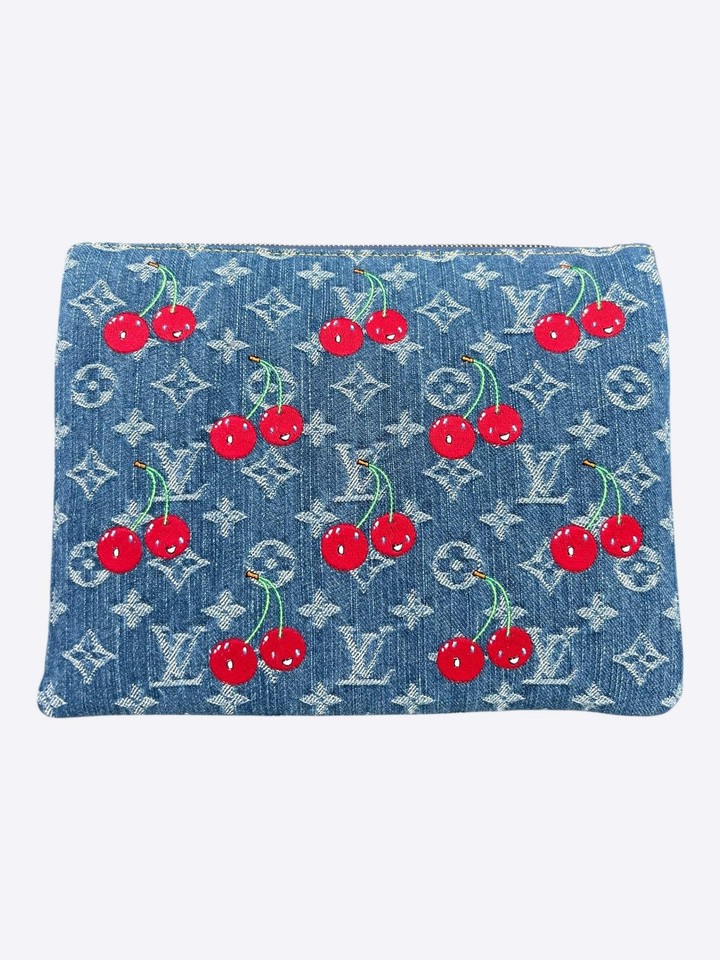 Louis Vuitton Takashi Murakami Blue Cherry Monogram Denim Coussin PM | eBay