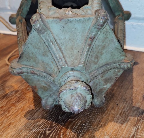 1920s CAST IRON/6 PANE ICE CRYSTAL GLASS GOTHIC ARTS/CRAFTS PENDANT ...