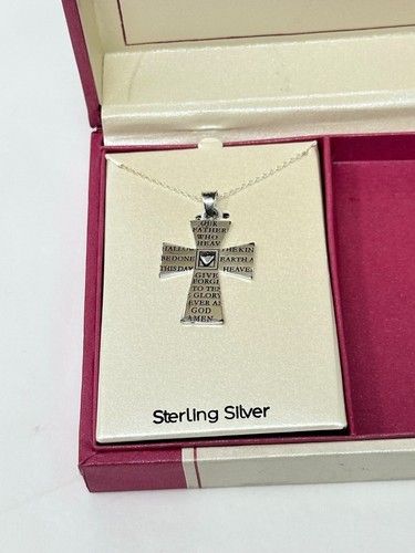 New in Box FOOTNOTES 925 Sterling Silver Cross Chain Pendant Necklace ...