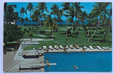 FL Postcard Key Biscayne Hotel and Villas Florida pool golf course 1960 ...