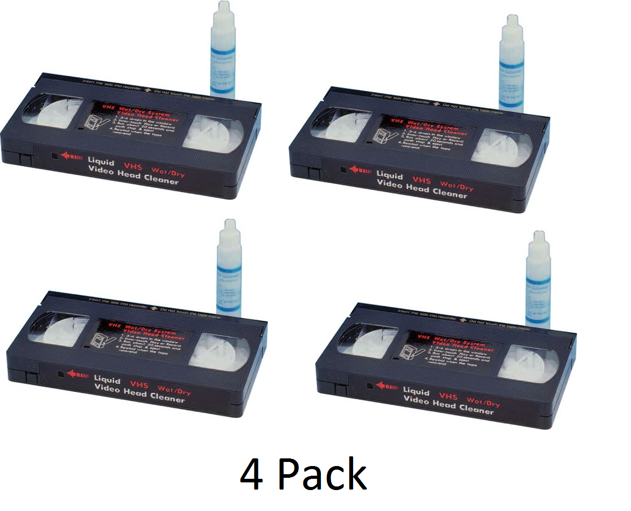 4 x VHS VCR Head Cleaner Kit for Video Tape Cassette with 4 x Cleaning ...