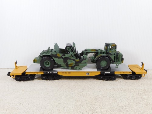 MTH 20-98379 US Army 47' TTX Heavy Duty Flat Car w/623 Military Scraper ...