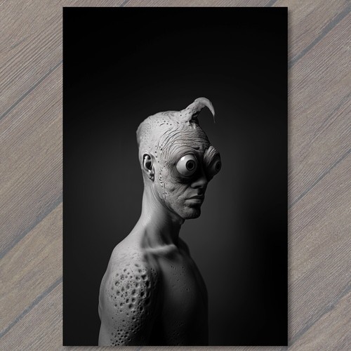 11x17" Oddity Man Big Eyes Creepy Weird Strange Portrait Freak Scary ...