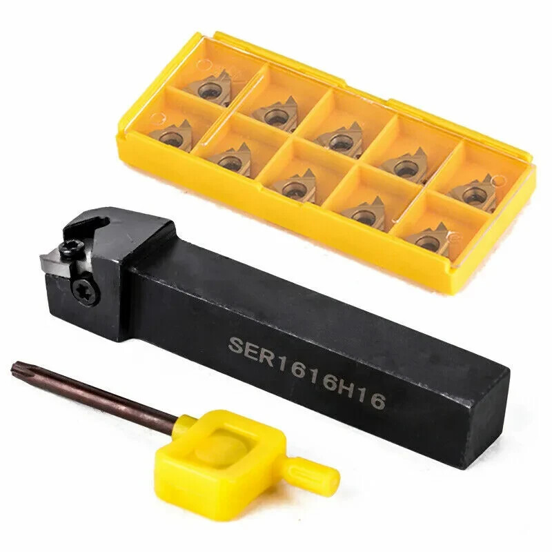 SER1616H16 Lathe Turning Tool Holder+10Pcs 16ER AG60 Threading Carbide ...