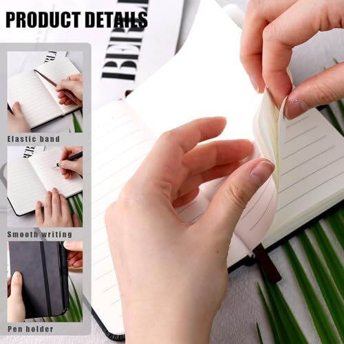 3PCS Pocket Notebook Journals, Mini Notebooks with Pen Holder Hardcover ...