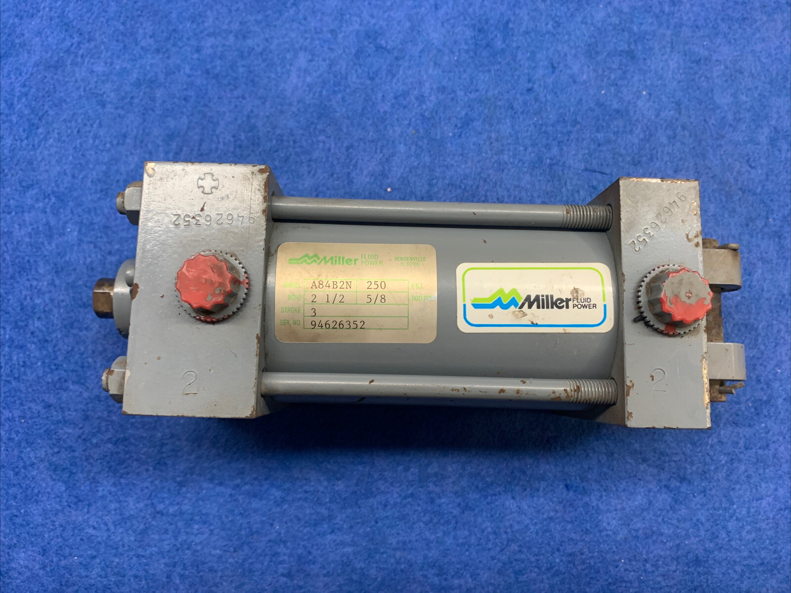 Air Pneumatic Cylinder Miller Fluid Power (A84B2N) 250psi 2 1/2” Bore 3 ...