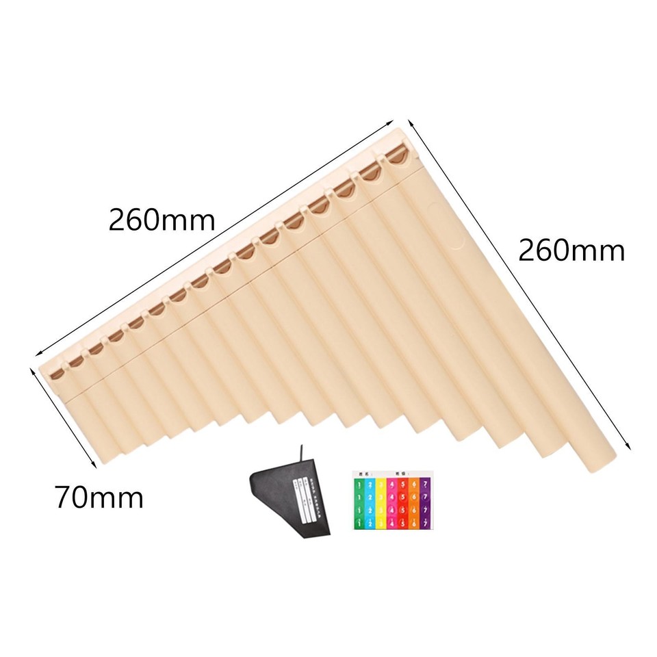 Pan Flutes C Key Folk Musical Instrument 16 Tube with Music Note ...