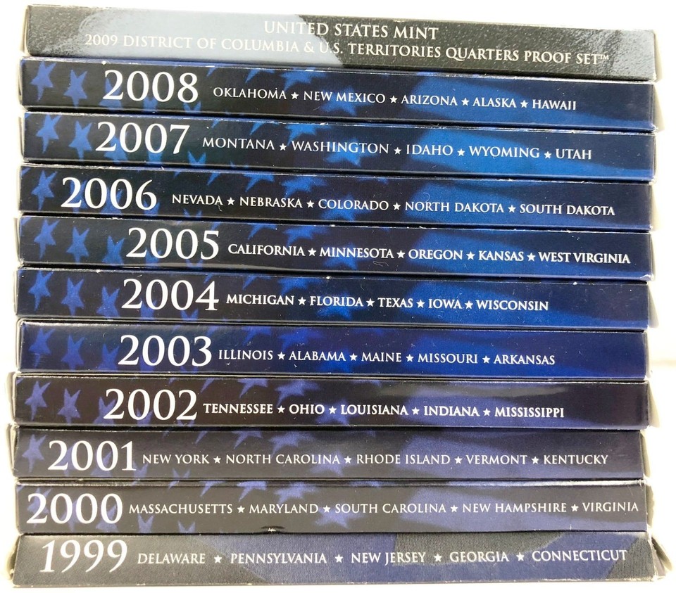 1999-2008-2009 Proof State & Territories DC Quarter 11-Year Set 25C ...