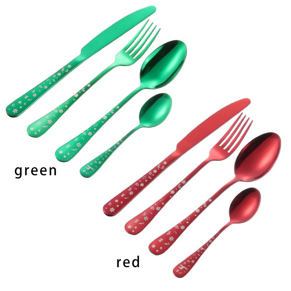 Stainless Steel Case Box Dinnerware Sets Flatware Snowflake Printing ...