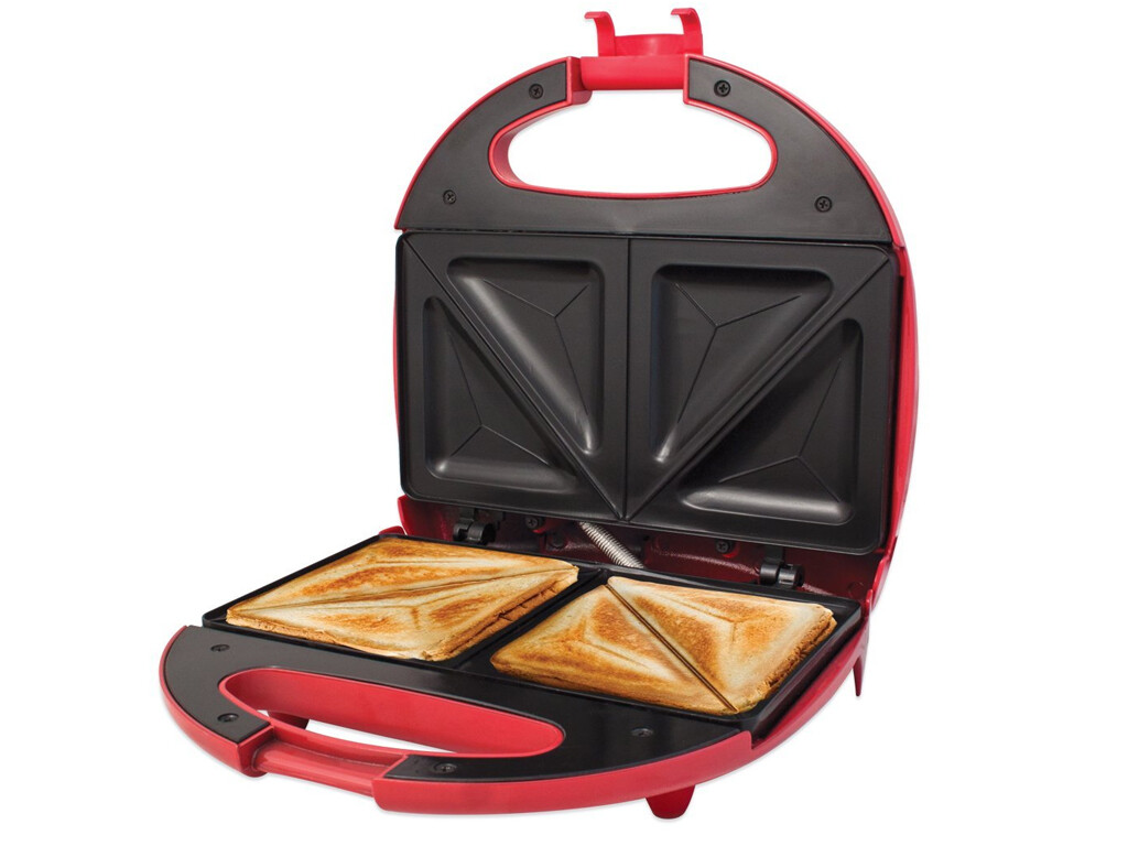 RED ELECTRIC 2 SLICE SANDWICH TOASTIE TOASTER MAKER 700W NON STICK ...