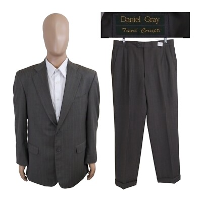 Daniel Gray Travel Concepts Blue Pinstripes Wool 2 Piece Suit 40R Pants ...