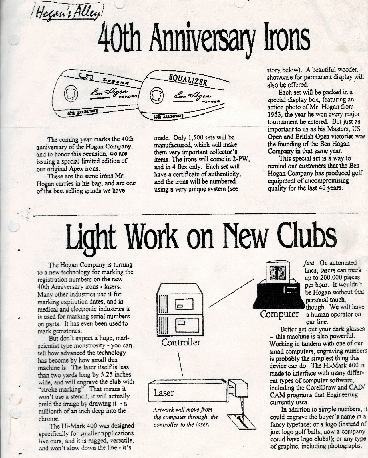 g7 NIB Ben Hogan Golf Clubs 40th Anniversary Irons 2-E (2-PW) nine (9 ...