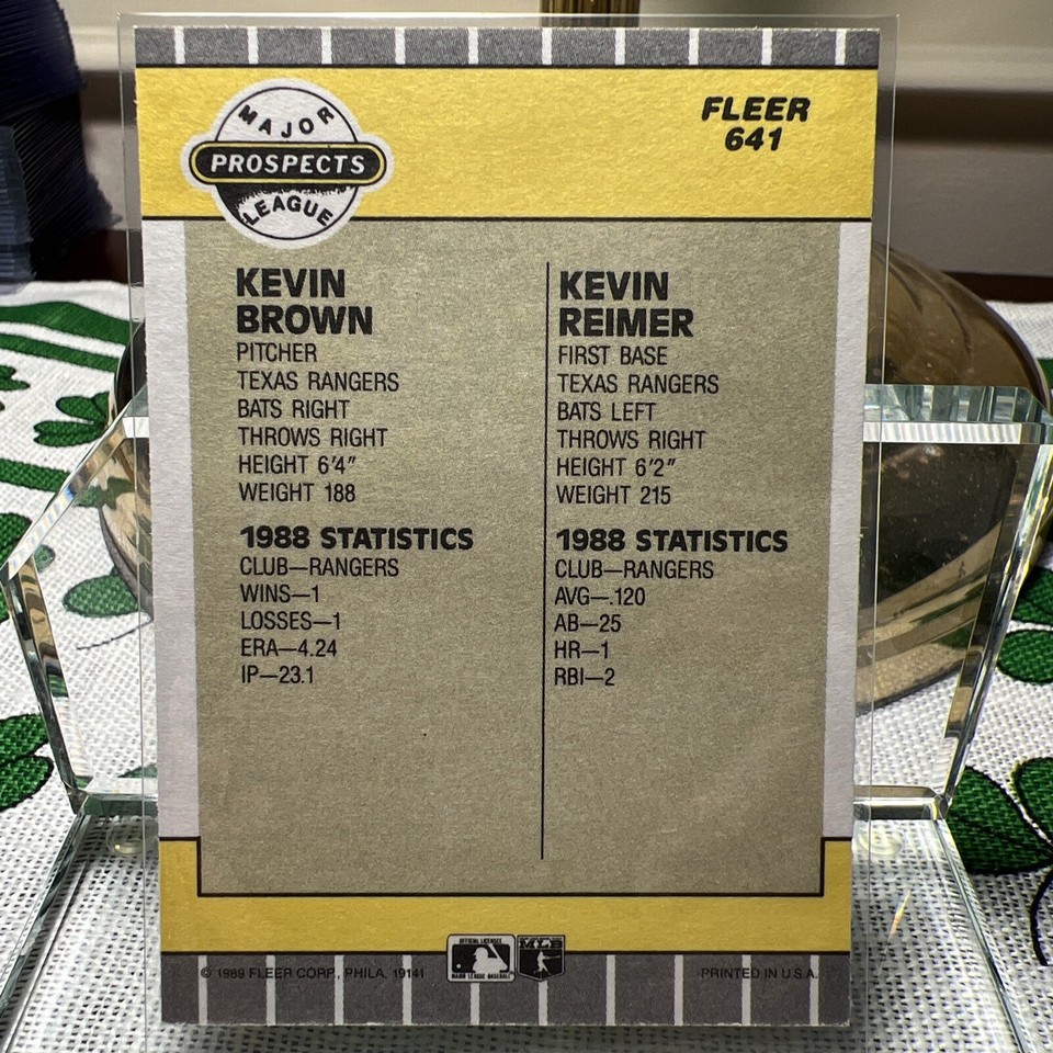 1989 FLEER GLOSSY #641 KEVIN BROWN ROOKIE RC TEXAS RANGERS | eBay