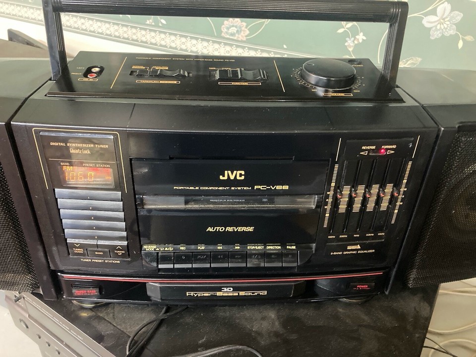 Vintage JVC PC-V66 Cassette Deck Player AM/FM Radio Boombox Hyper Bass ...