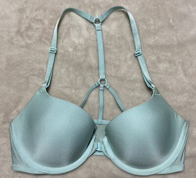 Victoria's Secret~Women’s~32C~Aqua Blue~Lined~Demi~Racerback~Strappy ...