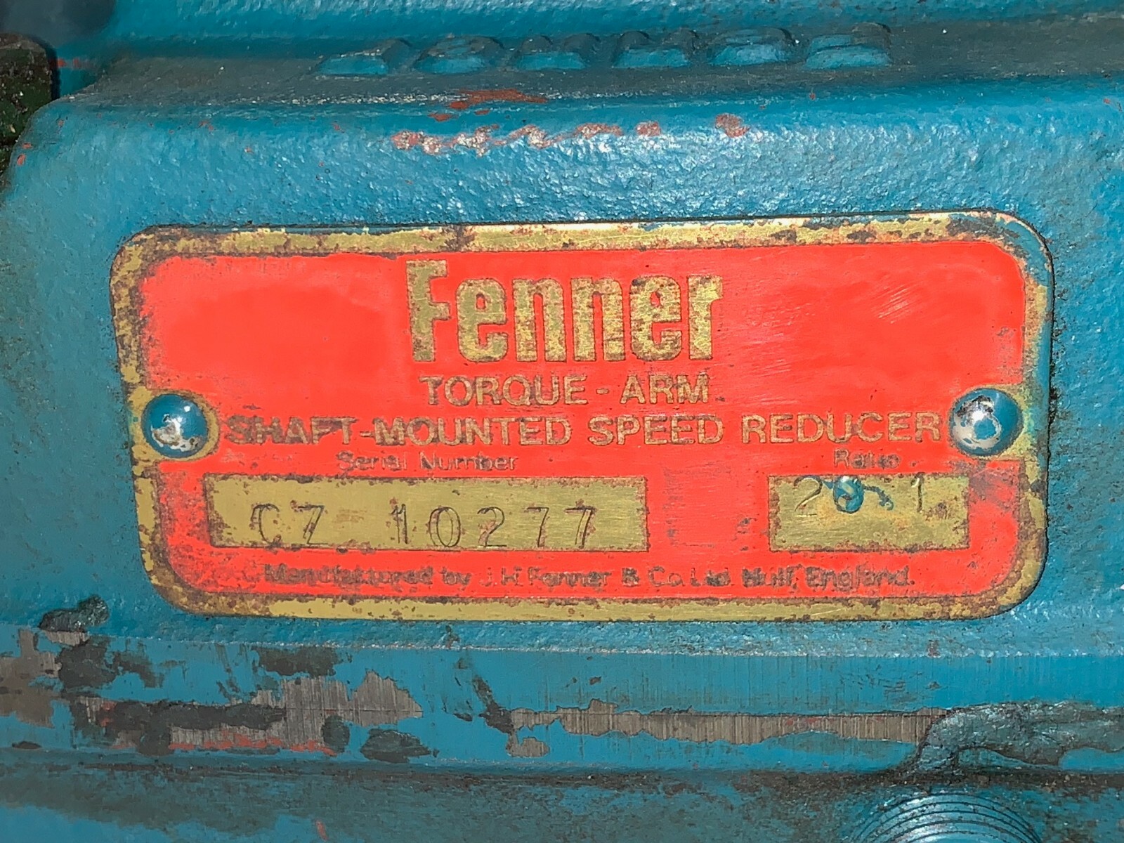 FENNER, TORQUE ARM, SHAFT MOUNTED SPEED REDUCER, SIZE C, 20:1 RATIO, 1 ...