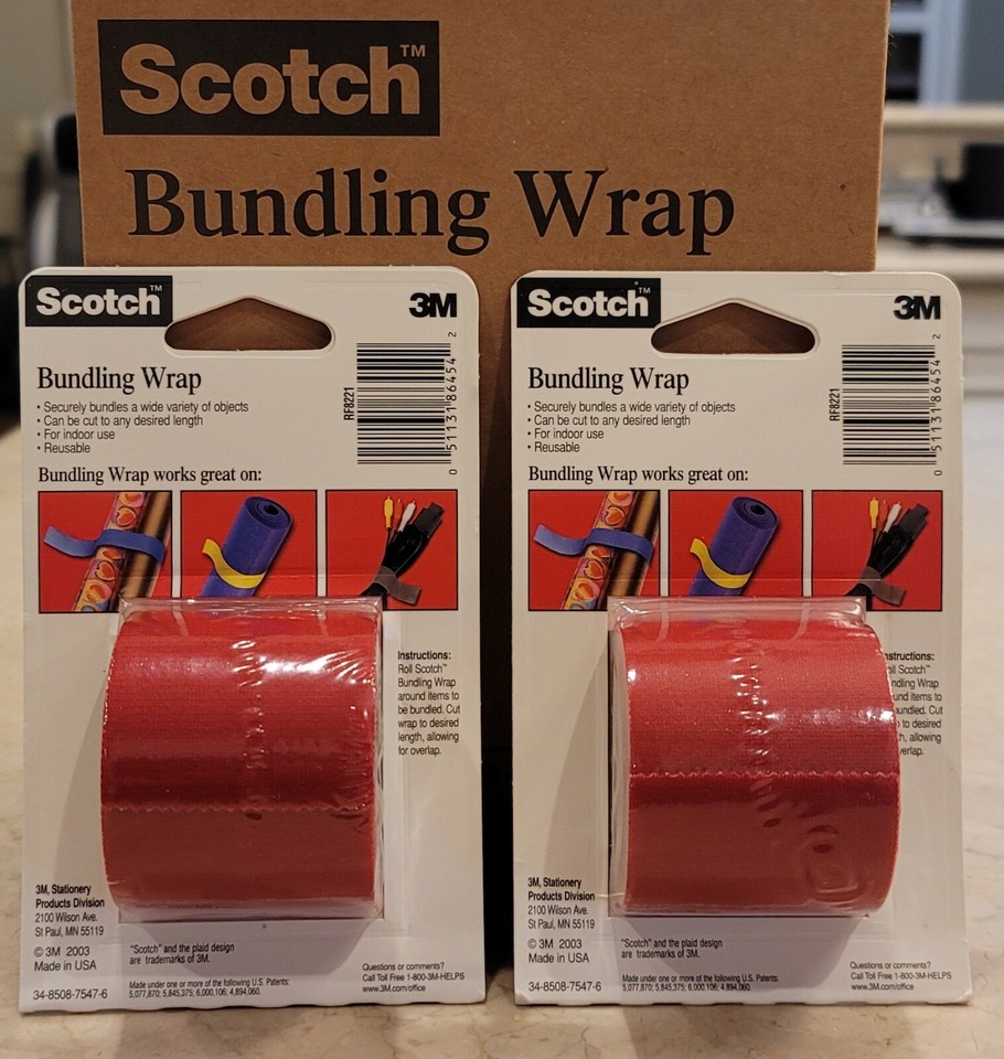 NEW 2 PK Scotch 3M Bundling Wrap Strap 2" X 72" (2 YD) RED Command ...