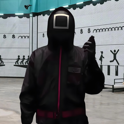 Squid Game Black Guard Officer Costume Jumpsuit with Gloves and Mask ...