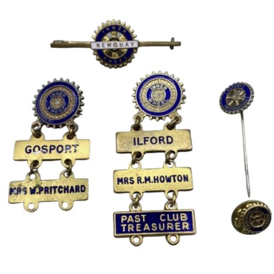 Vintage Enamel Rotary International Pin Badges & Award Including Inner ...