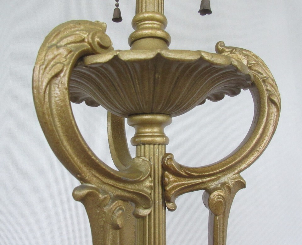 *Restored & Rewired* Antique Heavy Art Nouveau Cast Metal Table Lamp ...