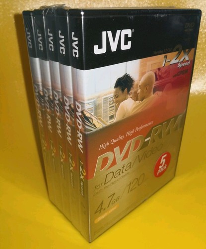 JVC DVD+RW 4.7GB Discs 120Min 4x Speed Rewritable Blank Discs NEW ...