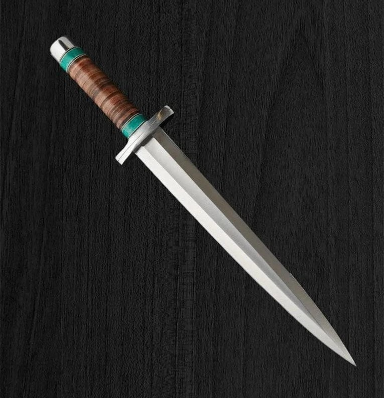 Arkansas Toothpick Dagger Handmade D2 Dagger Hunting knife &Leather ...