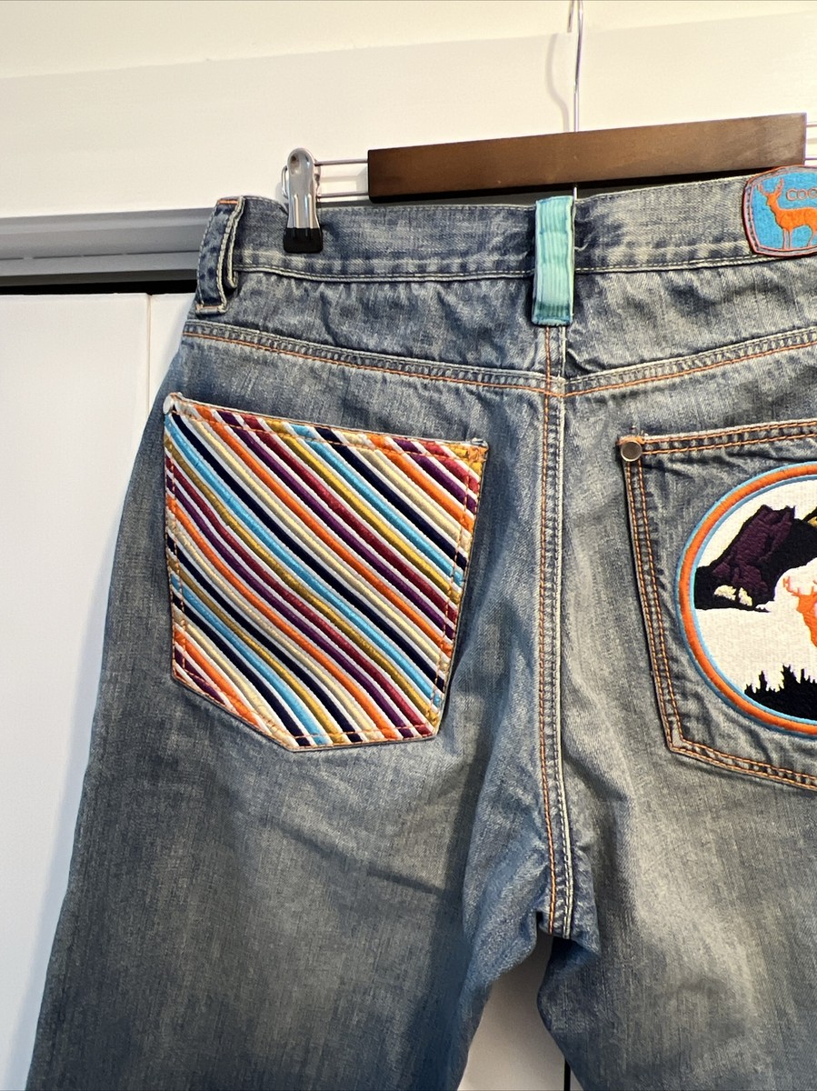 COOGI Mens Denim Jeans Sz 36x34 Colorful Deer/Stag Y2K Hip COOGI Mens Denim Jeans Sz 36x34 Colorful Deer/Stag Y2K Hip