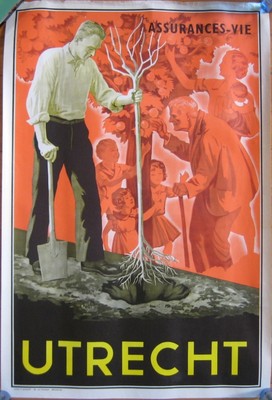 Utrecht 1940s European Life Insurance Advertising Poster, Netherlands ...