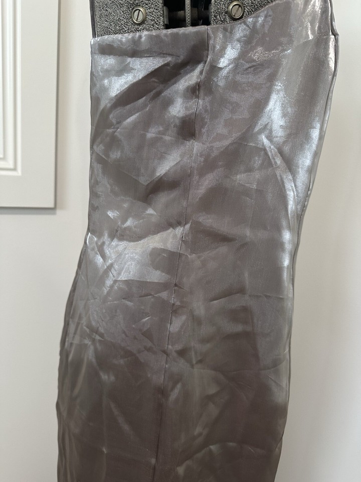 Vintage Formal Dress RM Richards Karen Kwong Silver Pewter Sheen ...