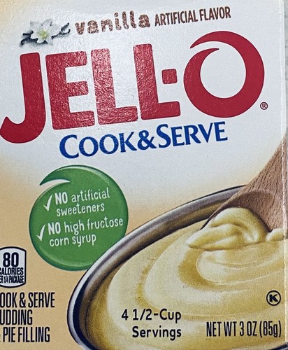 Jello Cook & Serve VANILLA Pudding & Pie Filling Dessert Mix 3 oz Box ...