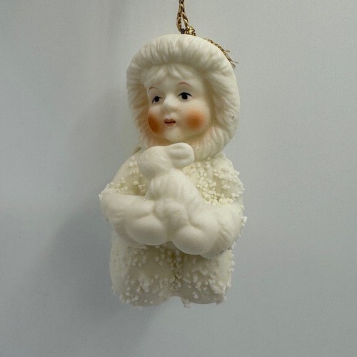 Vintage Snow Angels Christmas Ornament Kneeling with Bunny Rabbit Angel ...
