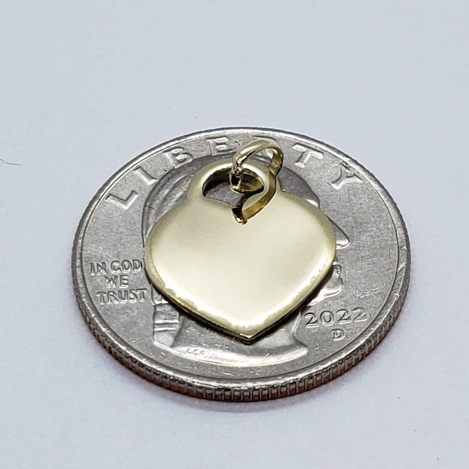 14K Gold Plain Simple Heart Pendant Disc Pendant Charm [Engraving ...