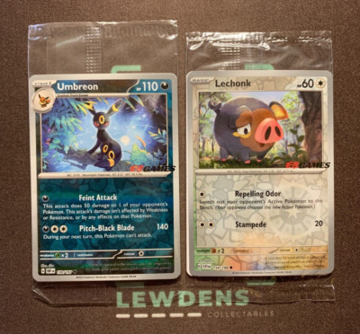 Lechonk 154/198 + Umbreon 130/197 - Reverse EB Games Stamp Sealed Promo ...
