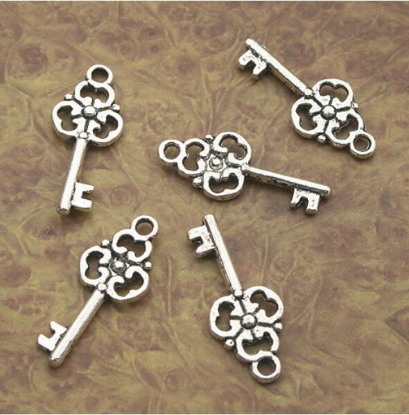 30pcs 23*10mm dark silver tone key design charm X0019 | eBay