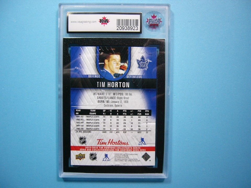 2022/23 UPPER DECK TIM HORTONS HOCKEY CARD #1 TIM HORTON KSA 10 GEM ...