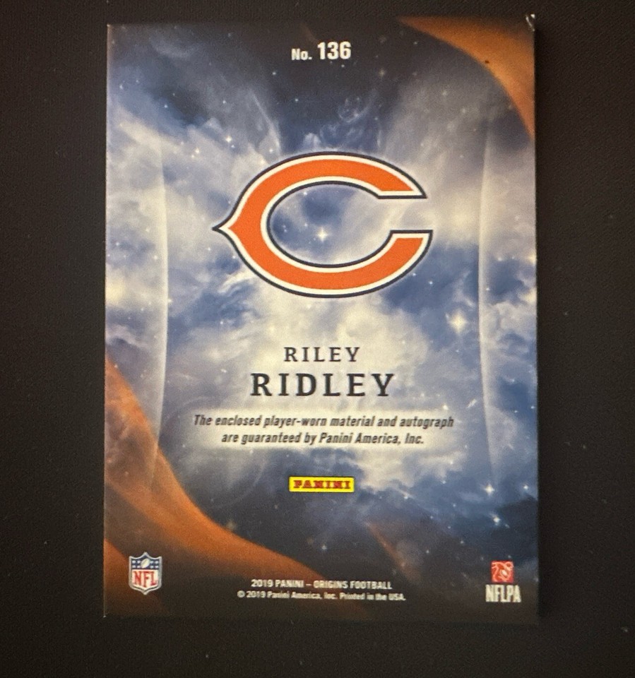 2019 Panini Origins Riley Ridley #136 Autograph Rookie Patch /75 Bears ...