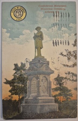 Vintage Postcard Confederate Monument Westview Cemetery Atlanta GA ...