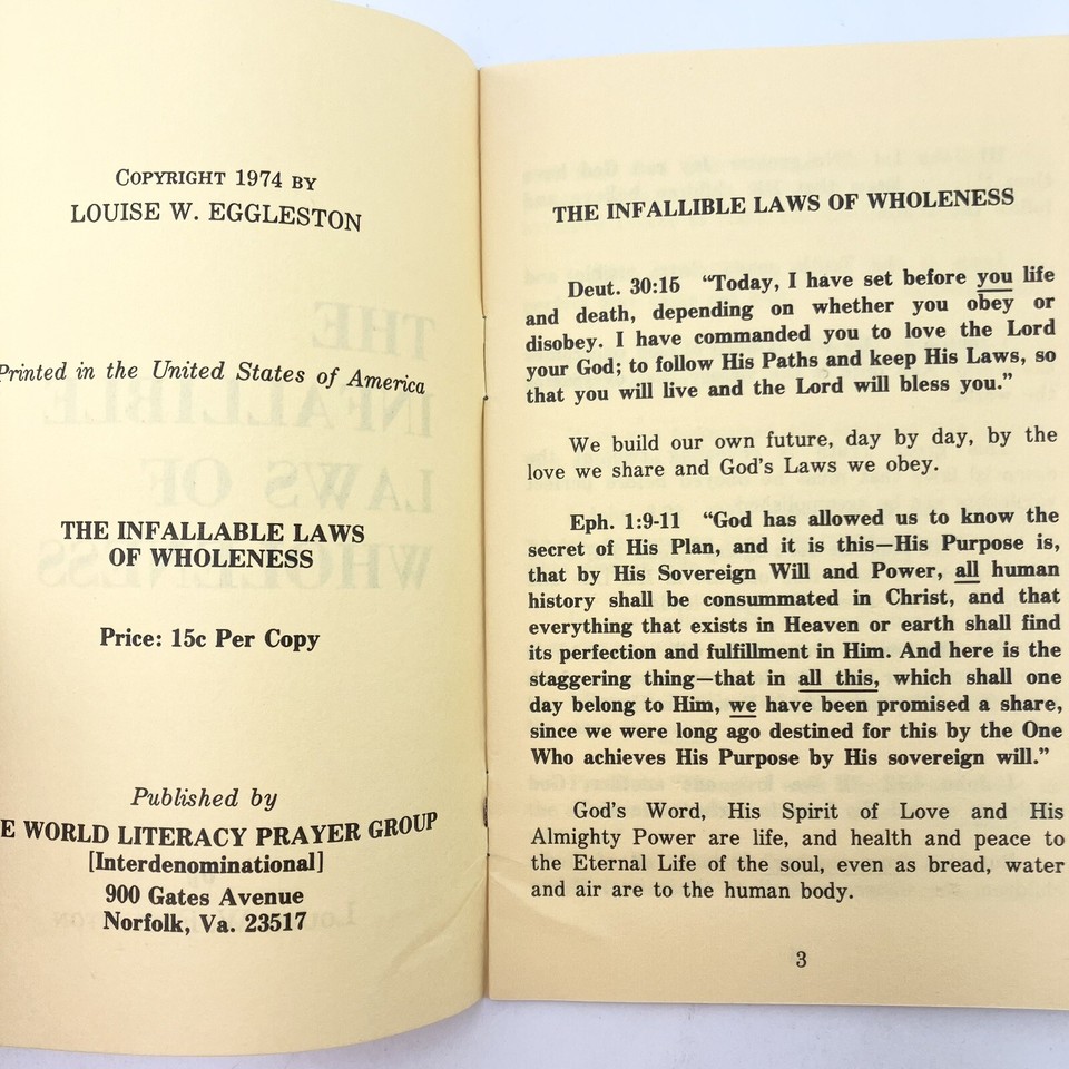 Infallible Laws Of Wholeness Louies Eggleston Book World Literacy ...