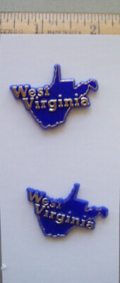2 West Virginia State Map Shaped Blue with Gold Plastic Lapel Pins | eBay
