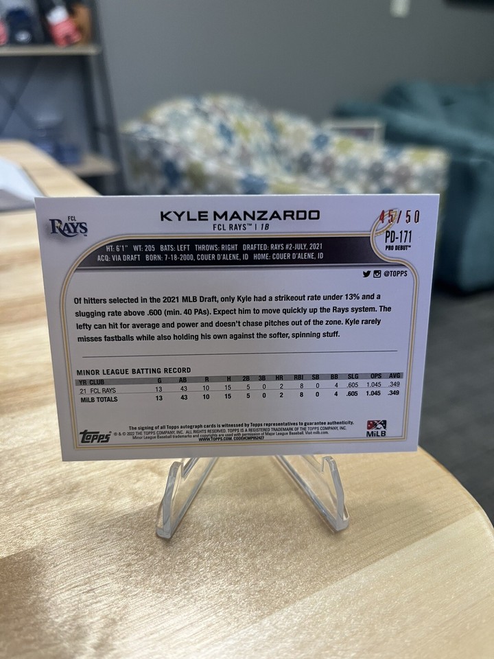 2022 Topps Pro Debut Kyle Manzardo Gold /50 Auto | eBay