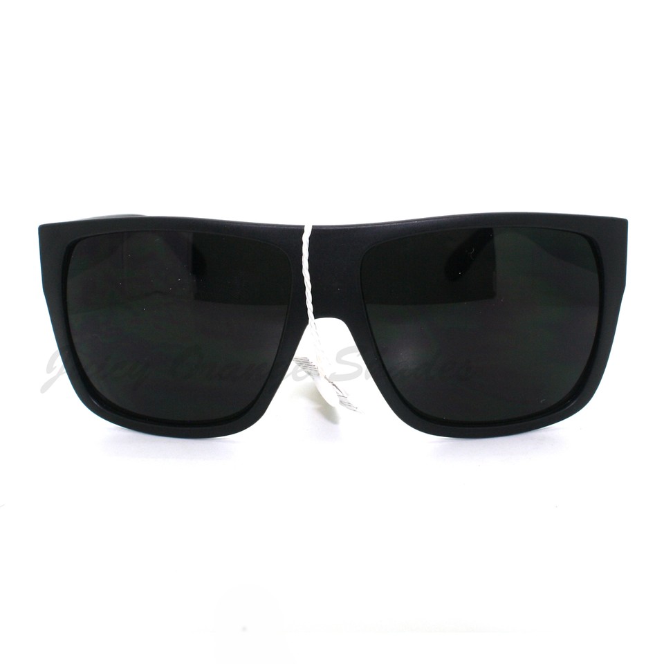 Super Dark Lens Matte Black Square Frame Sunglasses Men's Fashion | eBay