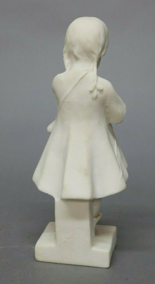 PAIR VINTAGE ANTIQUE CARVED ALABASTER MARBLE FIGURAL STATUE SCUPLTURES ...