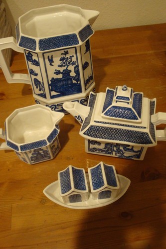 VINTAGE WILLOW 6 BLUE COLLECTABLES ENGLISH DESIGN CHRISTOPHER JOHNSON ...