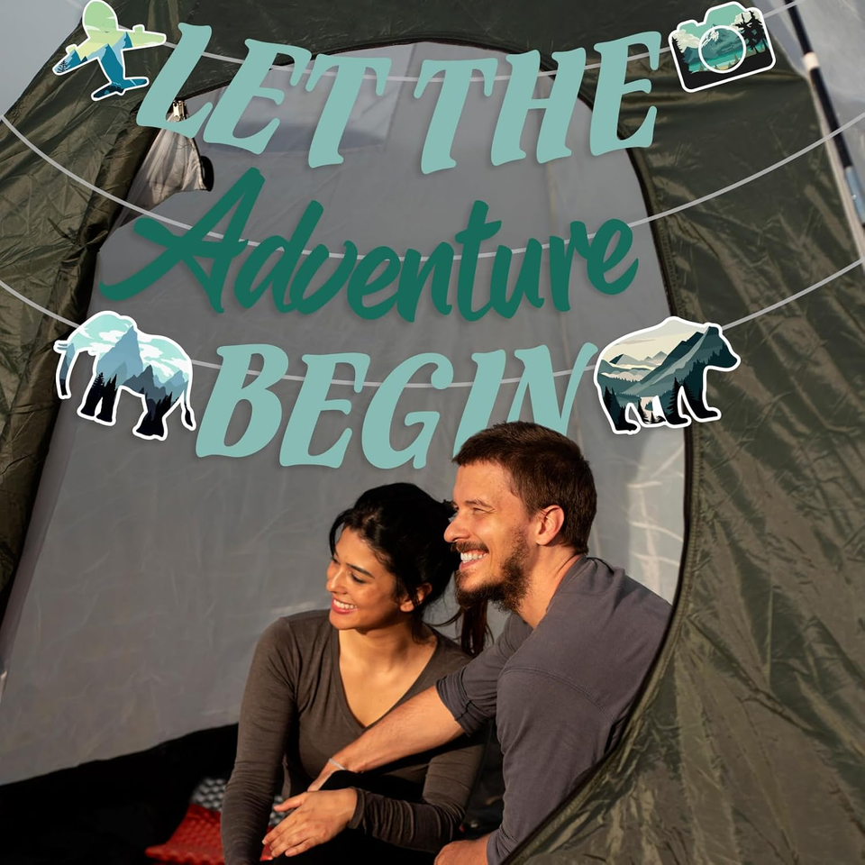 Let the Adventure Begin Banner, Travel Theme Party Banners, Vintage ...